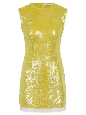 Rachel Gilbert Kaia Sequined Tulle Mini Dress - Lime Green