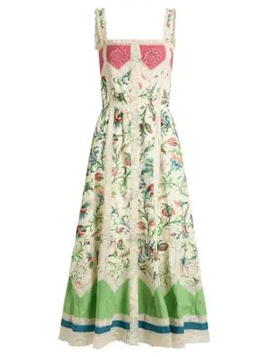 Etro Lace-trimmed Cotton Midi Dress - Print