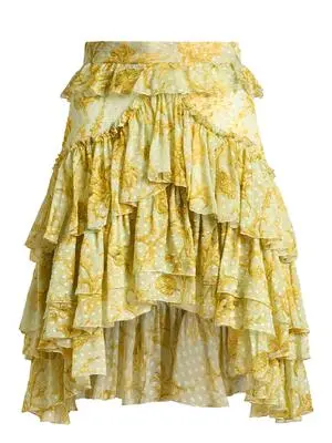 Etro Ruffled Silk-blend Mini Skirt - Print
