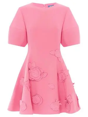 LEO LIN Simona Appliquéd Mini Dress - Pink