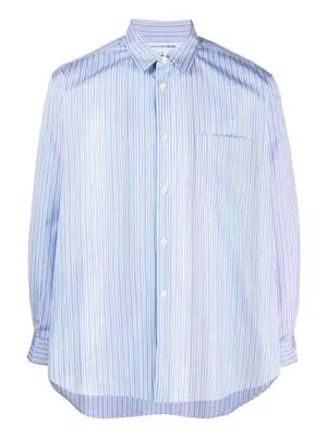 Comme Des Garçons Striped Long-sleeve Shirt - Blue