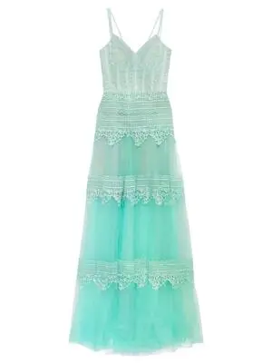 SAIID KOBEISY Lace Long Dress - Green