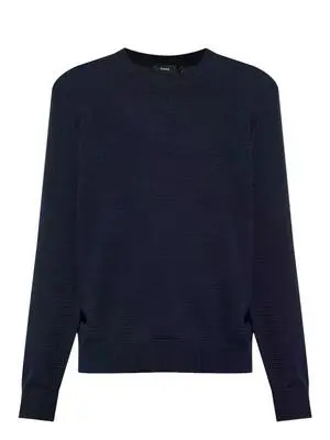 Theory Textured Crew-neck Jumper - Xhx Navy