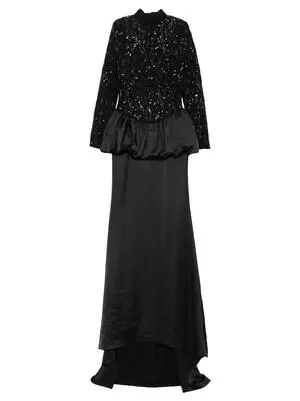 NISSA Sequin-embellished Lace Gown - Black