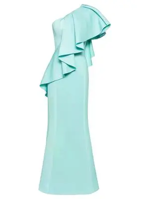 SAIID KOBEISY Ruffled Scuba Long Dress - Green