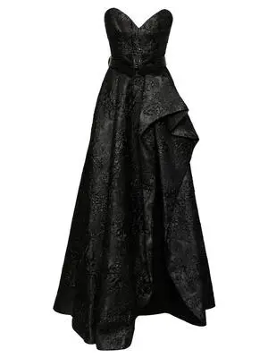 SAIID KOBEISY Brocade Long Dress - Black