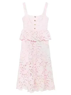 SELF-PORTRAIT Floral Lace Midi Dress - Pink