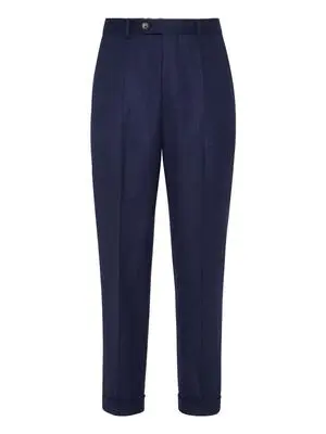 Brunello Cucinelli Leisure Fit Pleated Trousers - Marine Blue