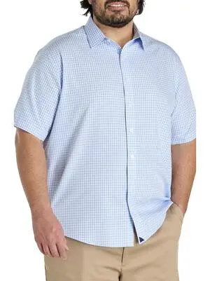 UNTUCKIT FIT BY DXL Big & Tall Lawrence Grid-patterned Sport Shirt - Light Blue