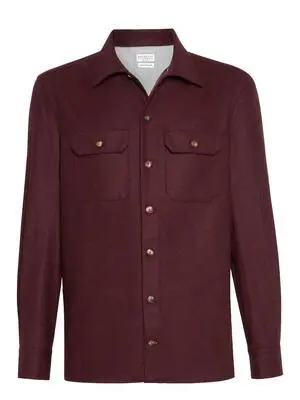 Brunello Cucinelli Virgin Wool Flannel Overshirt - Amaranth