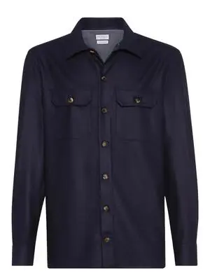 Brunello Cucinelli Virgin Wool Flannel Overshirt - Blue