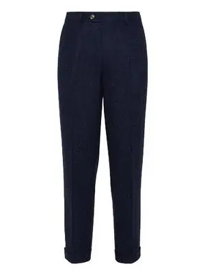 Brunello Cucinelli Sharkskin Trousers Sapphire