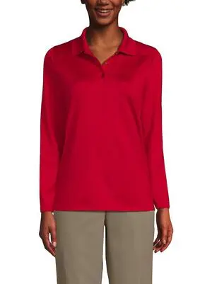 LANDS' END Lands' End Long Sleeve Feminine Fit Rapid Dry Polo Shirt Red