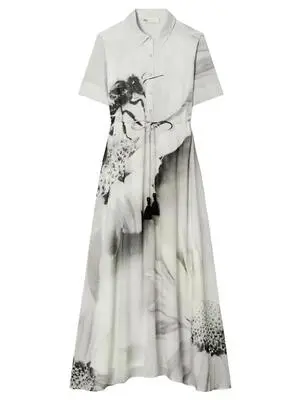 Tory Burch Floral-print Midi Dress - Grey