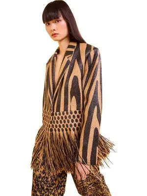 Ulla Johnson Priya Fringe Blazer - Tapir