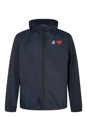 Play Comme Des Garcon Heart-patch Hooded Jacket - Blue
