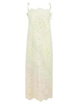 Zimmermann Floral-embroidered Dress - Neutrals