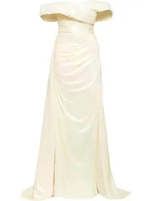 SAIID KOBEISY Lamé Off-shoulder Dress - Yellow
