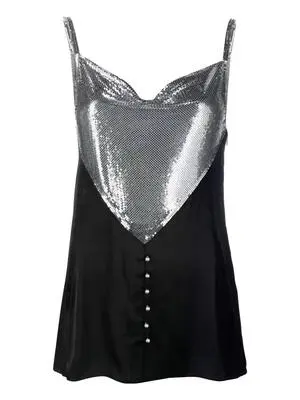 Rabanne Chainmail-paneled Cowl-neck Vest - Black