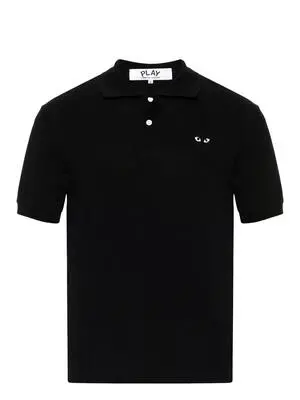 Play Comme Des Garcon Heart-patch Cotton Polo Shirt - Black