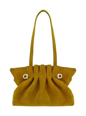 FERRAGAMO Suede Soft Shoulder Bag Yellow