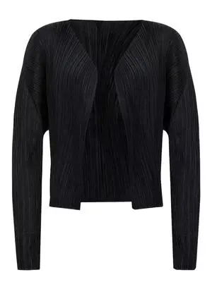 Issey Miyake Pleated Open-front Cardigan - Black