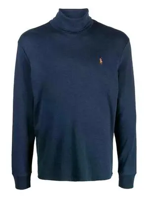 Polo Ralph Lauren Logo-embroidered Roll-neck Jumper - Blue