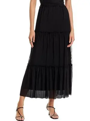 Aqua Mesh Maxi Skirt - Black
