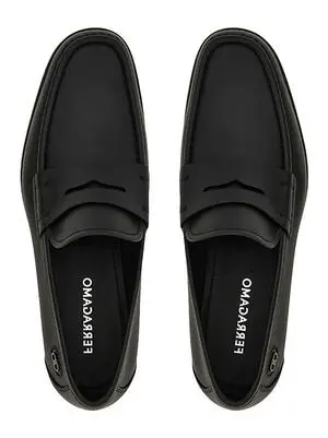 FERRAGAMO Leather Penny Loafers - Nero