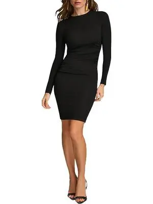 Donna Karan New York Ruched Long Sleeve Dress - Black