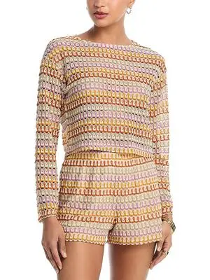 Aqua Crochet Knit Top - Multi