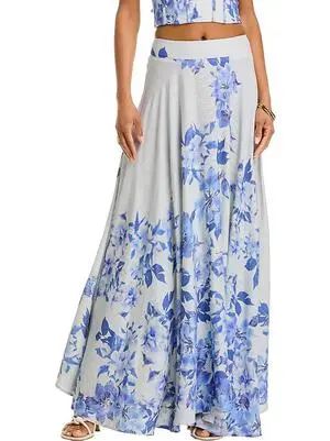 Aqua Floral Skirt - Blue