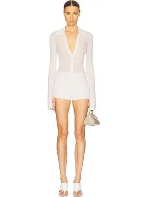 HELSA Gretel Collared Romper - White