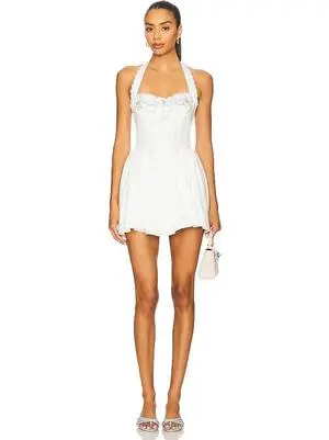 For Love & Lemons Tea Time Poplin Bustier Mini Dress - White
