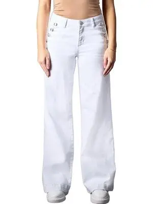 BLUE REVIVAL Ariana Mid-rise Wide Leg Jeans - White