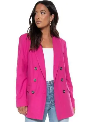 BLUE REVIVAL Oversized Double-Breasted Blazer Fuchsia