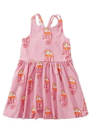 TEA COLLECTION Strappy Back Skirted Dress - Cochin Monkeys In Pink
