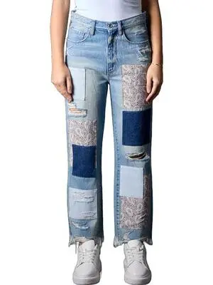 BLUE REVIVAL Paisley Patchwork Straight Leg Jeans - Miami Patchwork