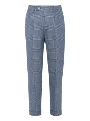 Brunello Cucinelli Prince Of Wales Pattern Trousers Denim