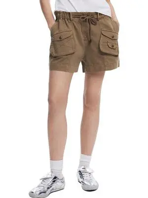 Desigual Cotton Cargo Shorts - Green