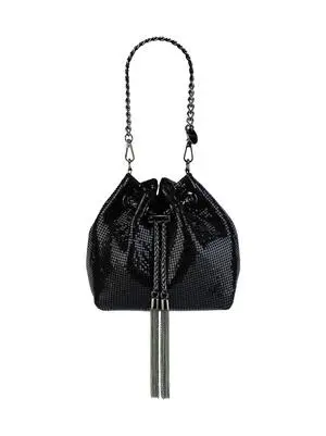 OLGA BERG Sylvia Mesh Drawstring Top Handle Bag - Black