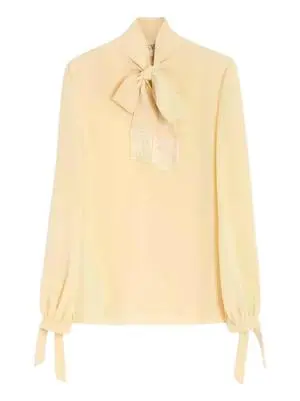 Valentino Garavani Crepe De Chine Shirt With Scarf Detail - Neutrals