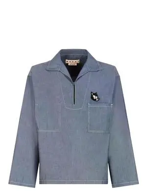Marni Polo-collar Chambray Shirt - Blue