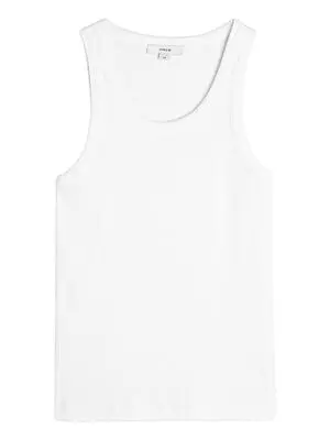 Vince Ribbed Cotton-blend Tank - White