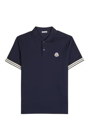 Moncler Piqué Cotton Polo Shirt - Navy