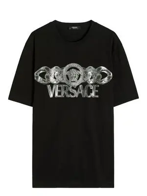 Versace Logo-printed Cotton T-shirt Black