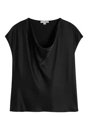 Vince Silk Cowl-neck Blouse - Black