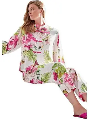 Natori Sonomi Mandarin Pajama Set - Multicolor / White