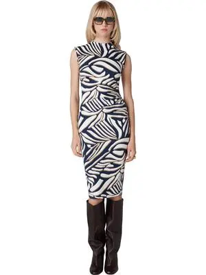 Diane Von Furstenberg Darrius Knee-length Dress - Savanna Shadow Navy