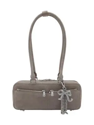 SELF-PORTRAIT Top Handle Leather Bag - Grey